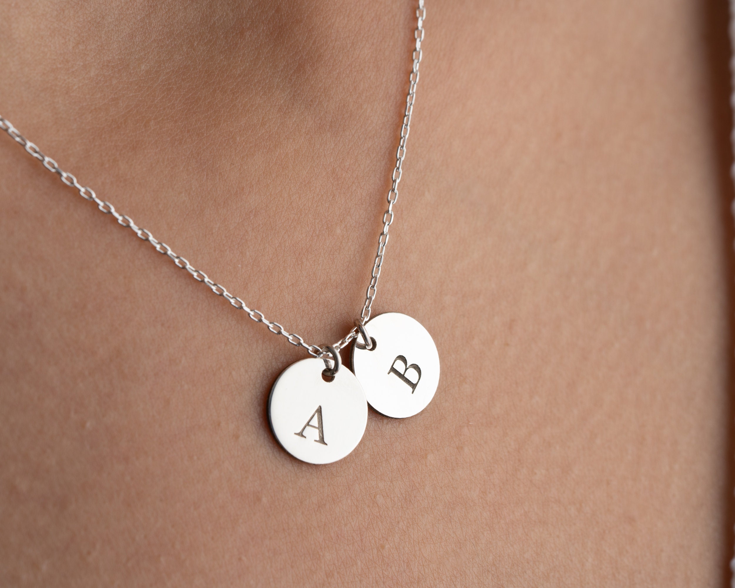 Multi Disc Necklace Engraving Initial, Disc Initial Necklace, Engraving ...