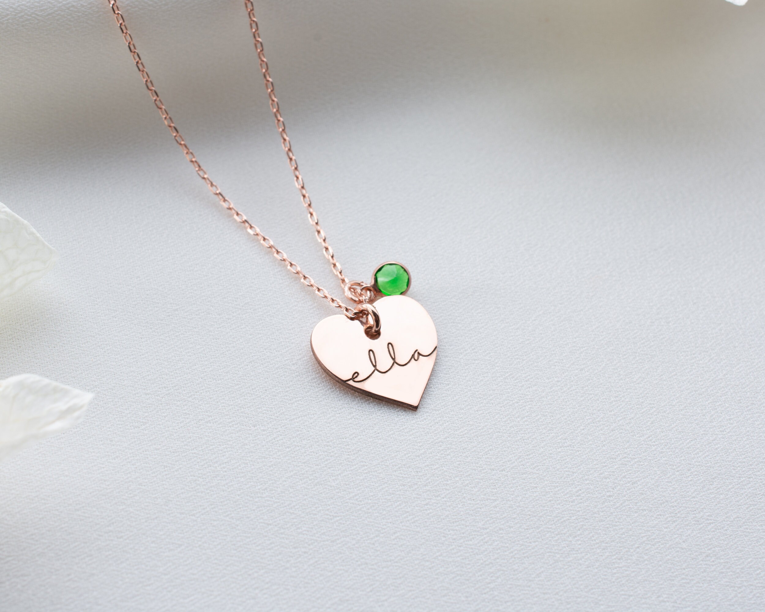 Personalized Heart Shape Name Necklace With Birthstone, Birth Month ...