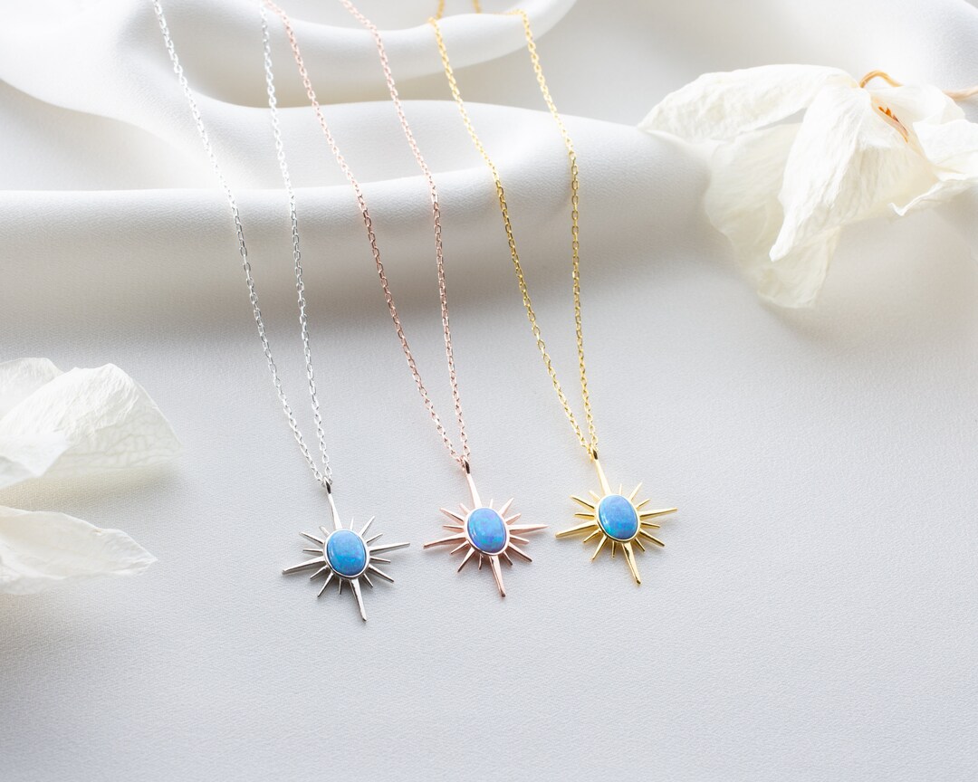 Silver Opal North Star Necklace, Polar Necklace, Celestial Necklace ...