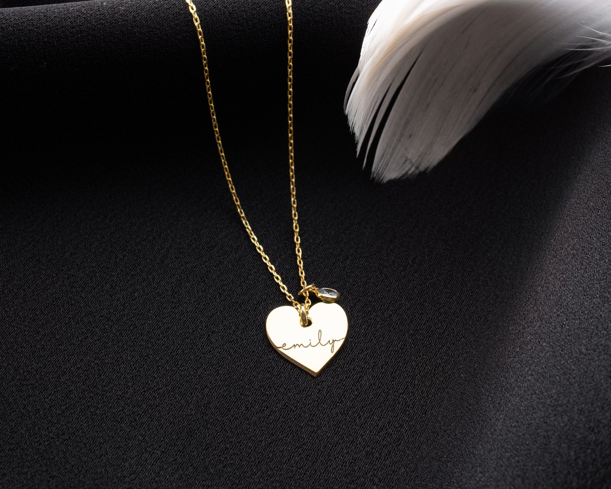 Personalized Heart Shape Name Necklace With Birthstone, Birth Month ...