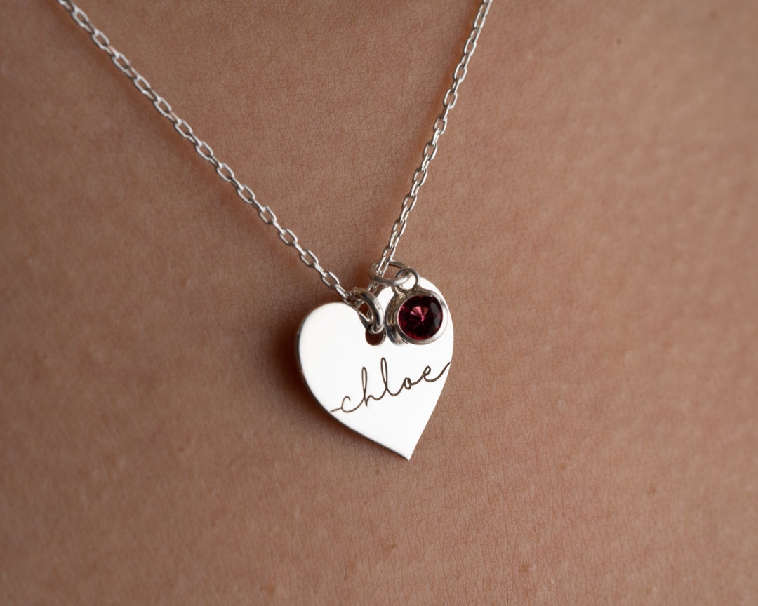 Personalized Heart Shape Name Necklace With Birthstone, Birth Month ...