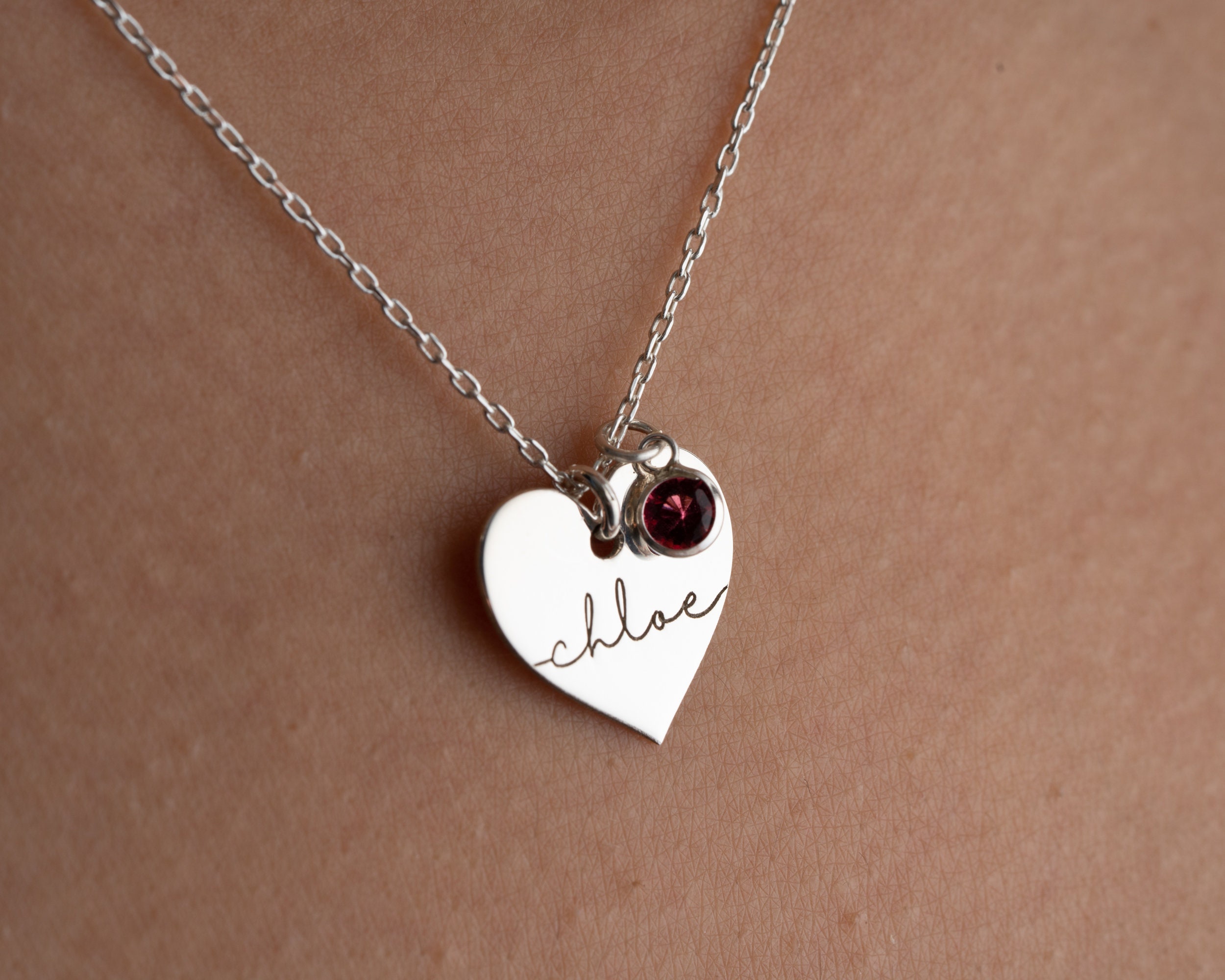 Personalized Heart Shape Name Necklace With Birthstone, Birth Month ...