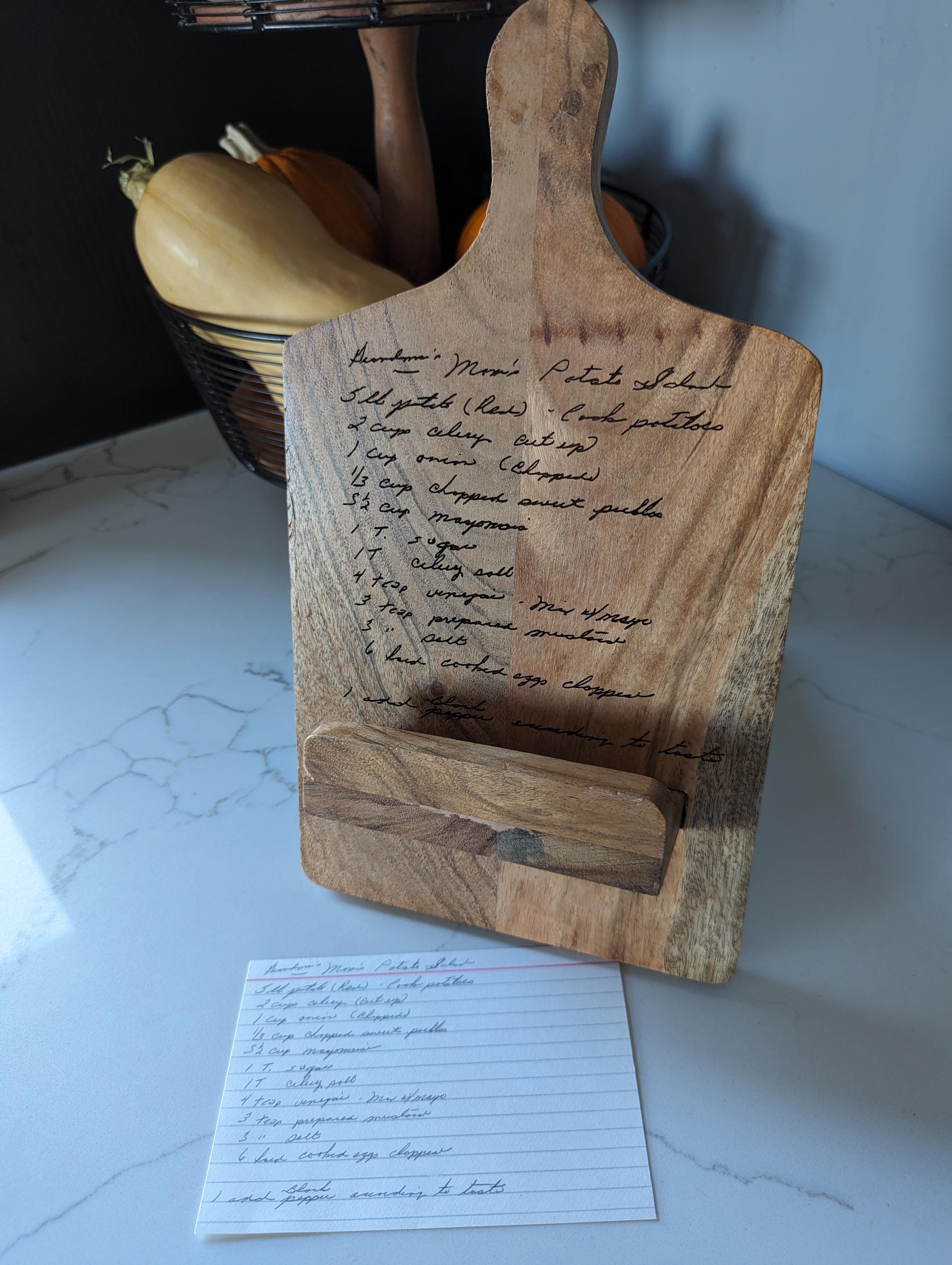 Handwritten Recipe Wooden Tablet Personalized Custom Kitchen Cookbook ...