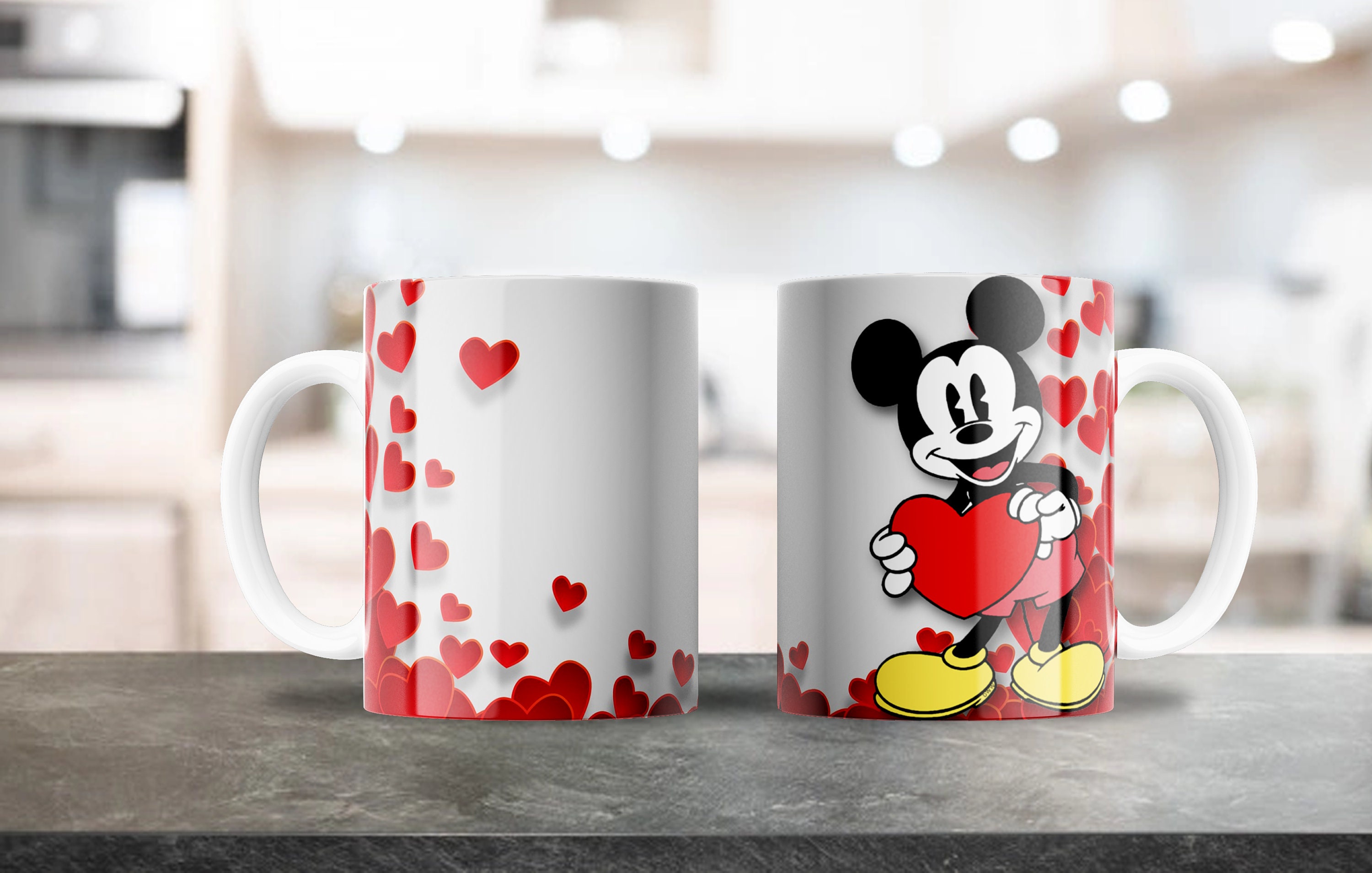 Cartoon Character Hearts Mug Wrap - 11oz & 15oz PNG - Coffee Mug ...