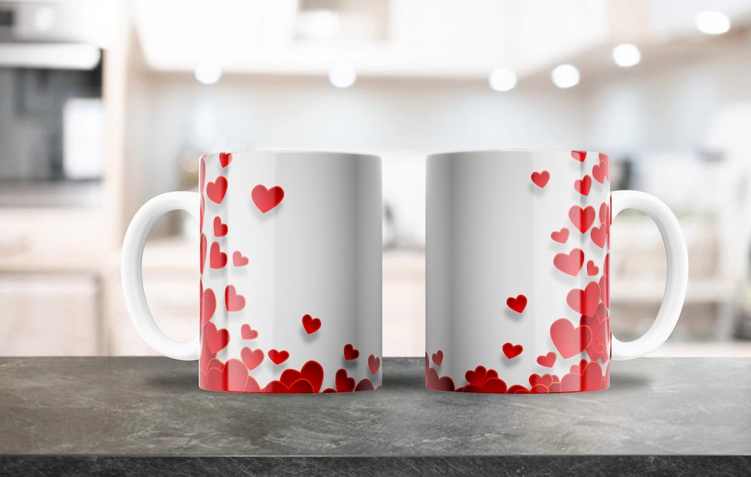 Cute Hearts Mug Wrap - 11oz & 15oz PNG - Coffee Mug Sublimation ...