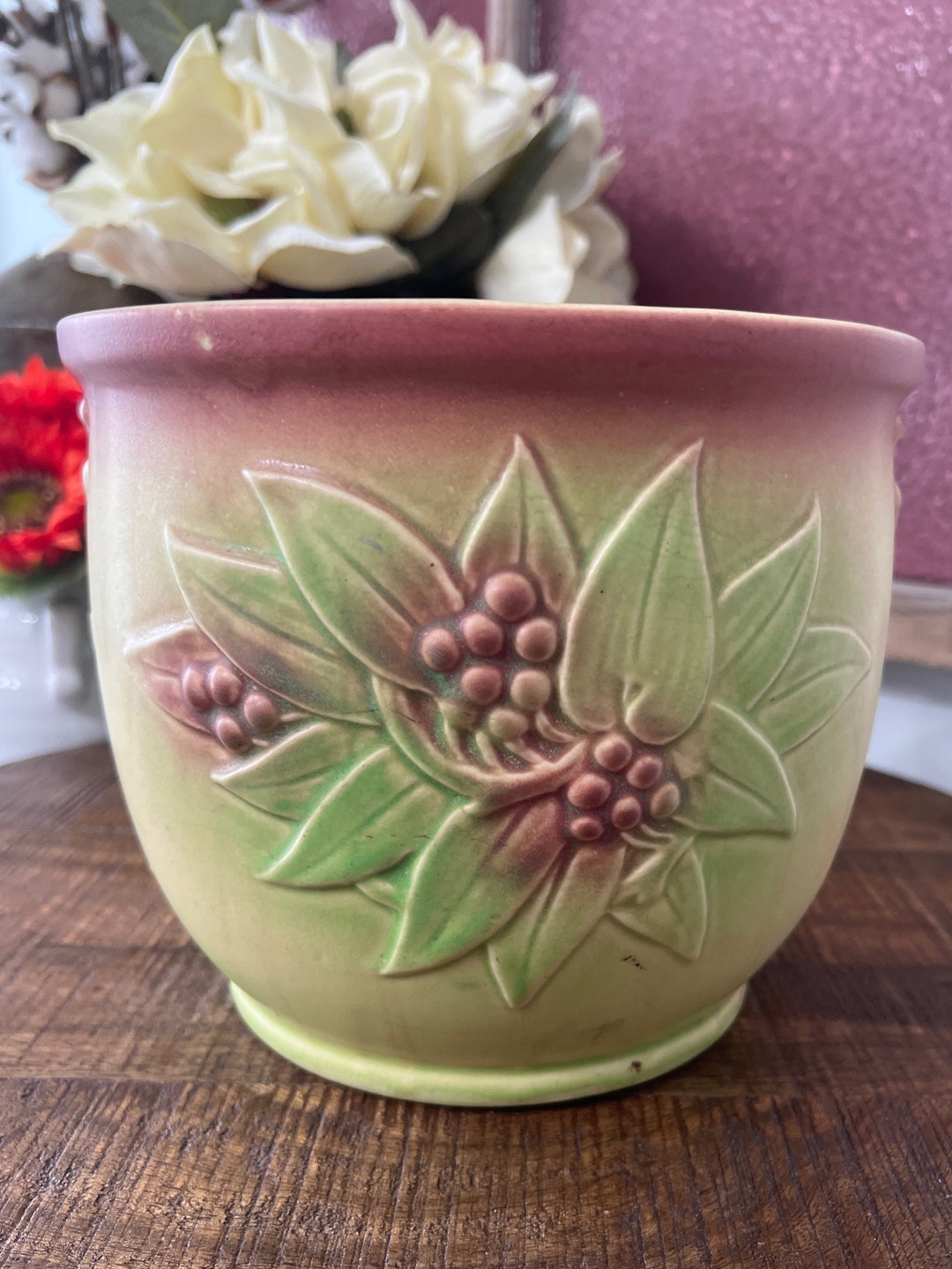 Robinson Ransbottom Pottery Leaves and Berries 7" Jardiniere - Etsy