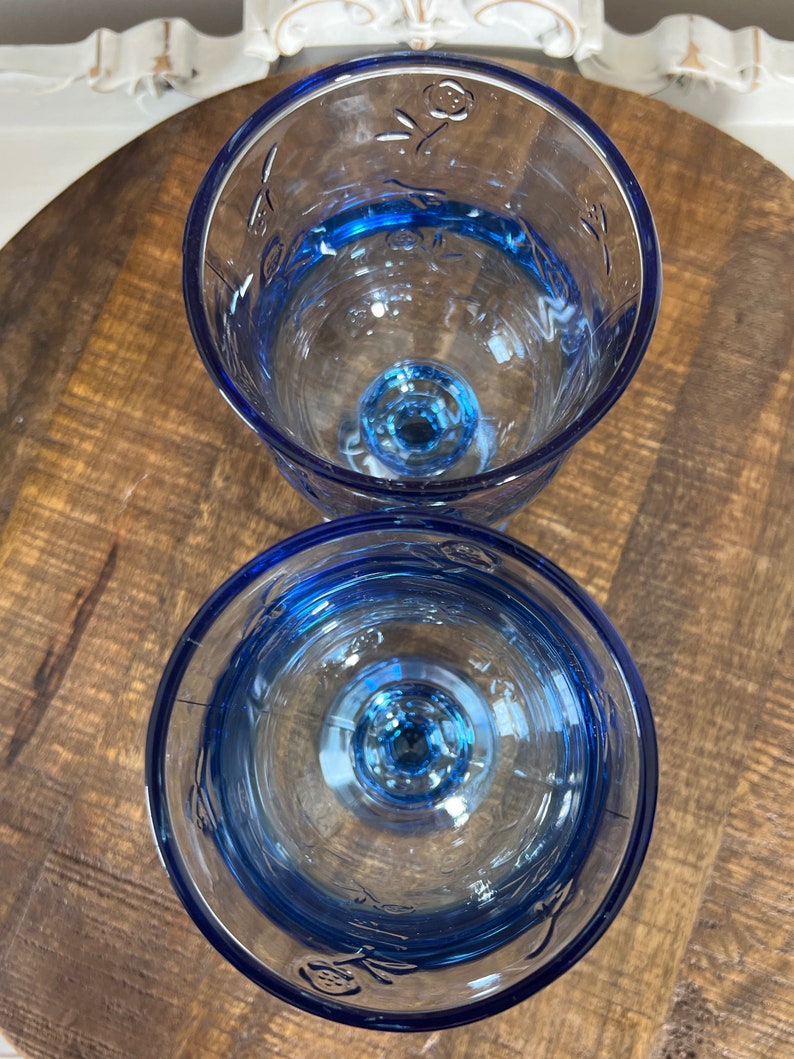 Anchor Hocking Savannah Blue Water Goblets, Set of 2, Ice Blue, Ocean ...