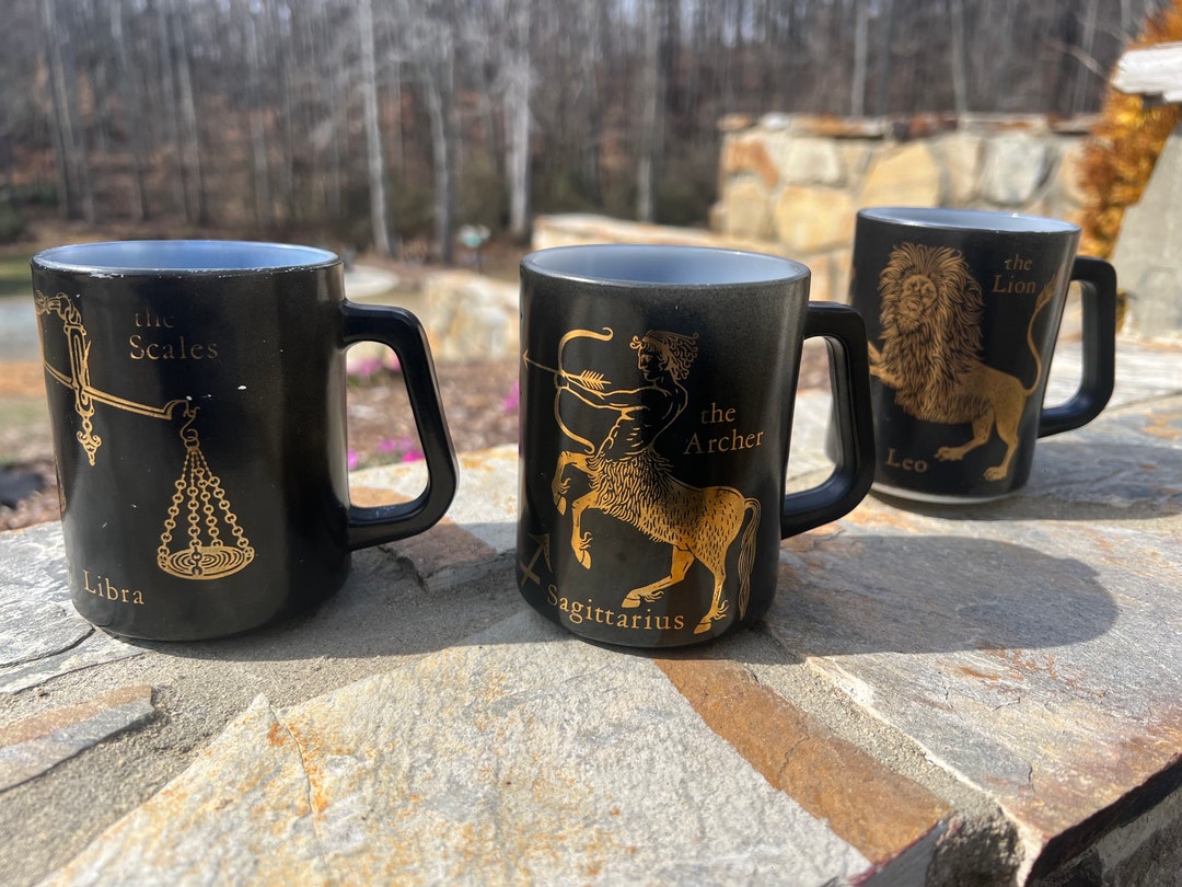 Federal Glass Zodiac Coffee Mugs **set of 3** LEO, LIBRA, SAGITTARIUS ...