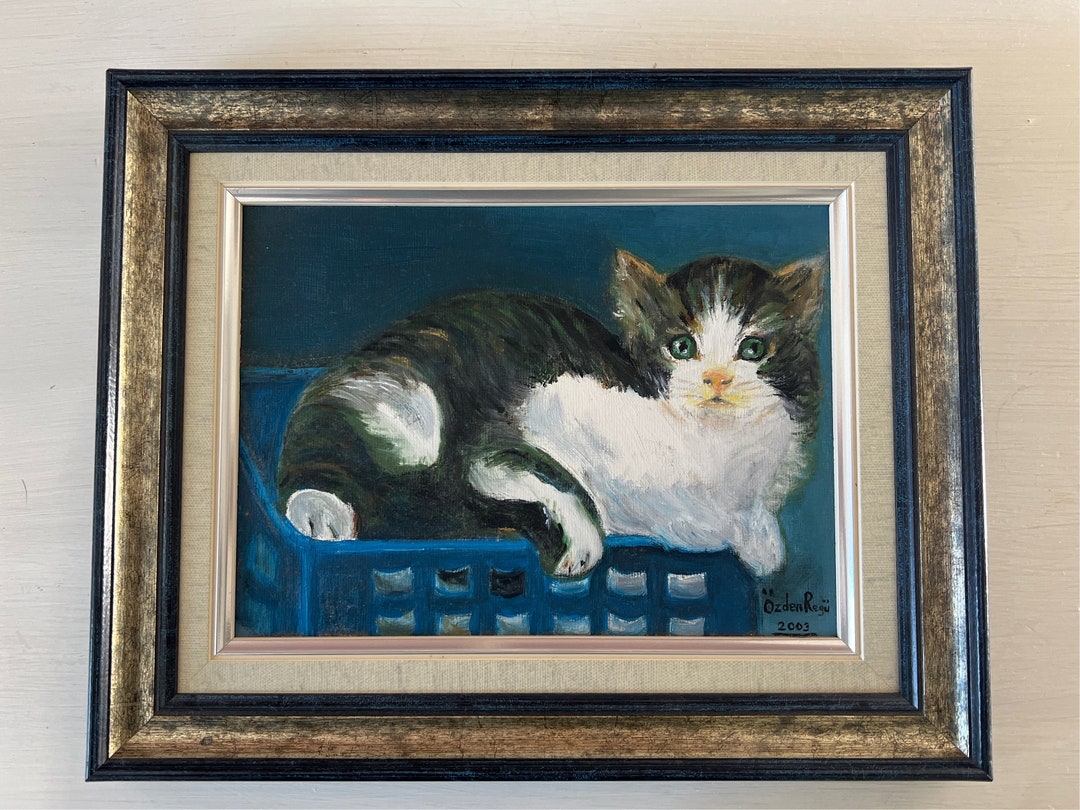 Custom 2003 Oil Painting of Turkish Angora Cat Signed by the Artist ...