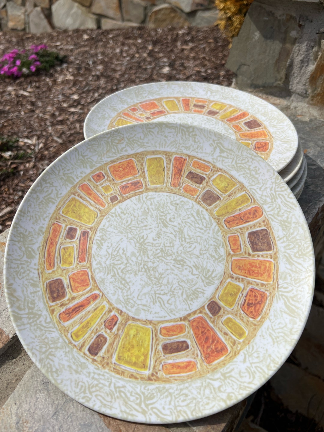 Beverly by Prolon Melmac Dinner Plates Set of 6 Abstract Design - Etsy