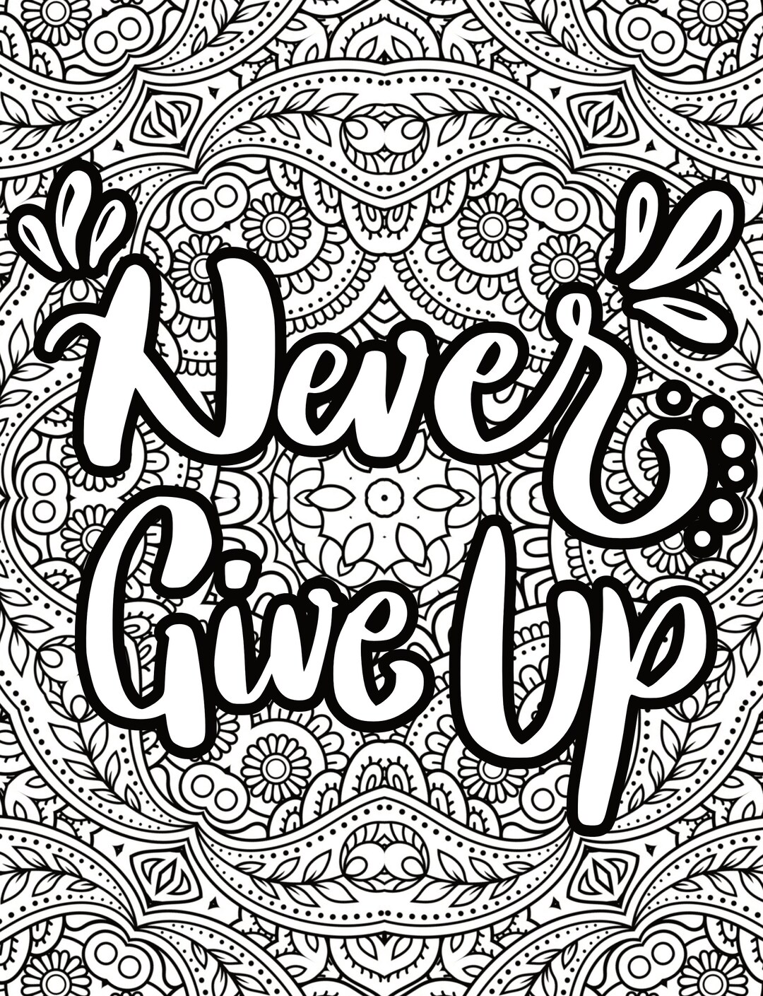 Never Give up Coloring Page - Etsy