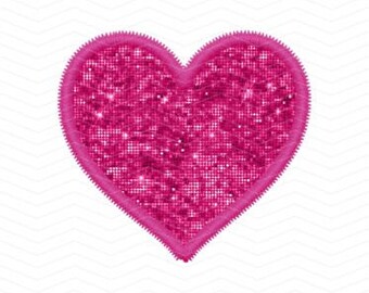 Faux Sequin Heart PNG Faux Emboidery Sparkly Valentine's Day Graphic ...