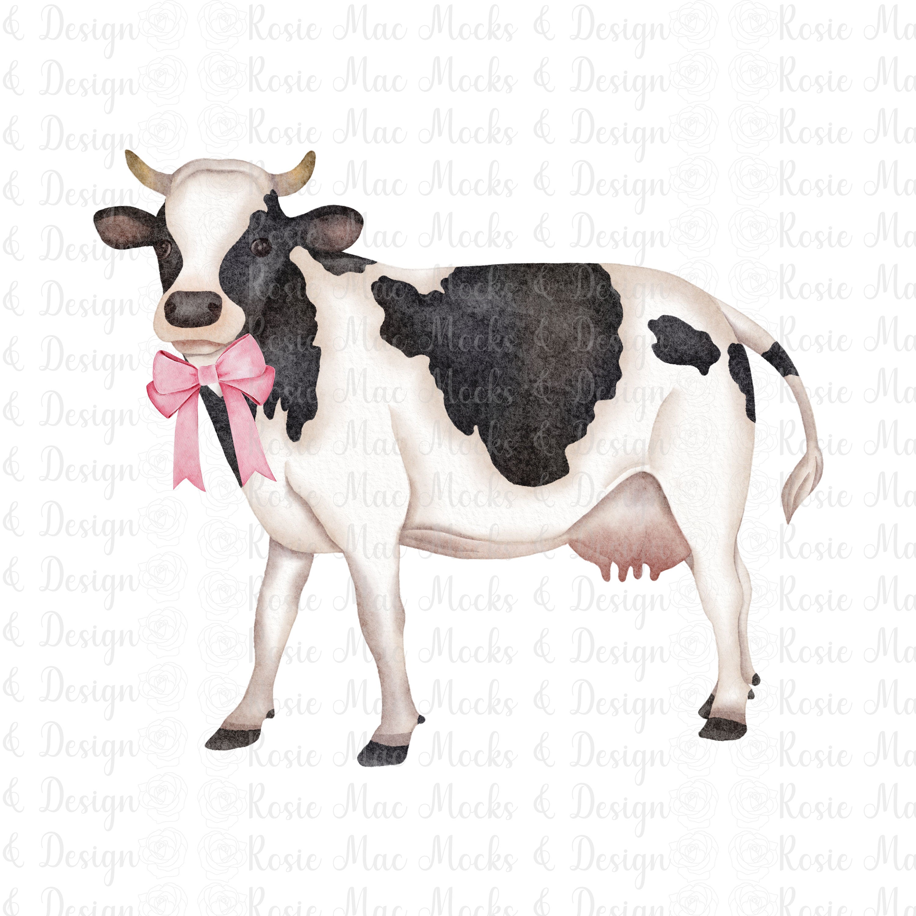 Coquette Cow PNG Cute Watercolor Farm Graphic Vintage Baby Zoo Animals ...