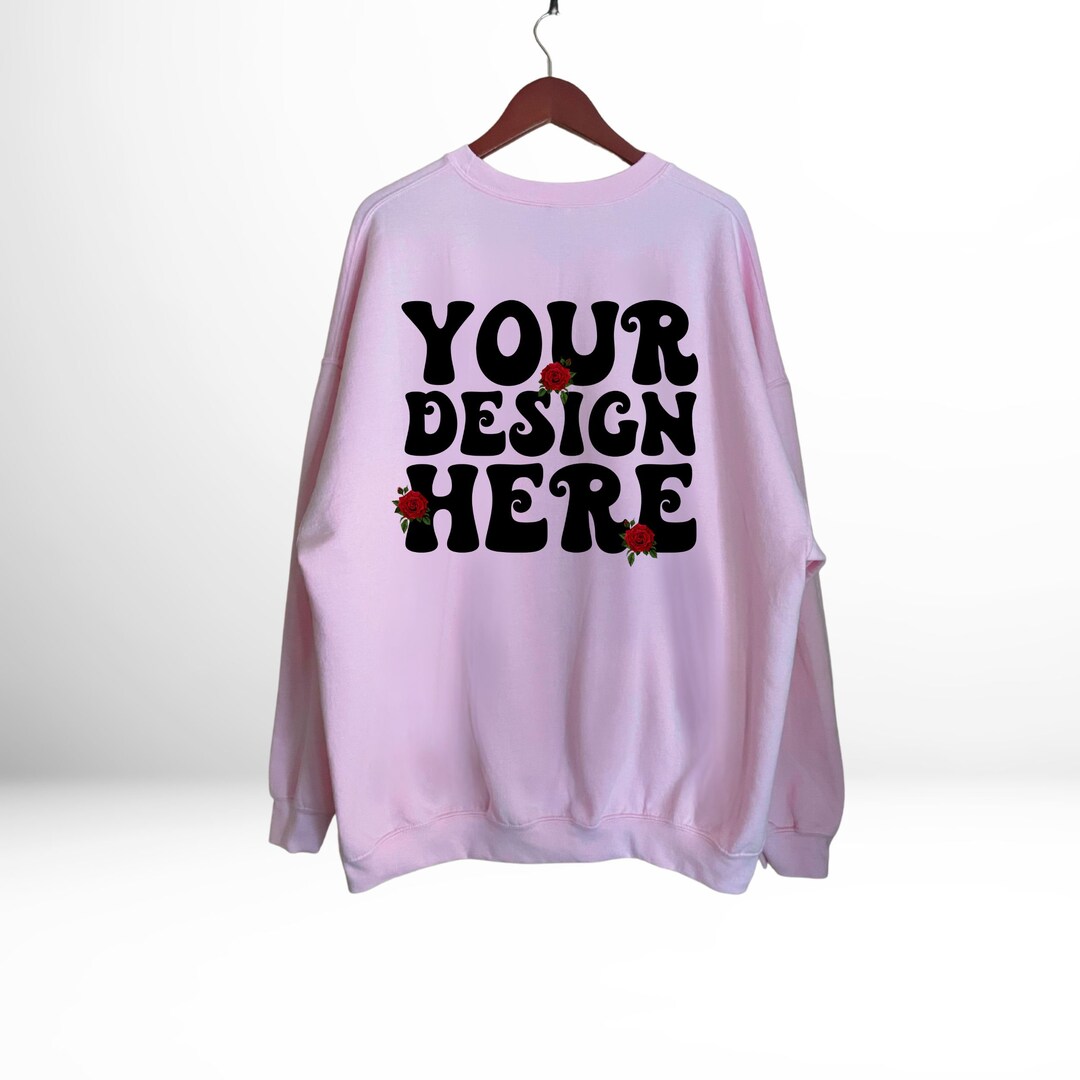 Minimalist Gildan 18000 Light Pink Mockup Back Side Oversized Light ...