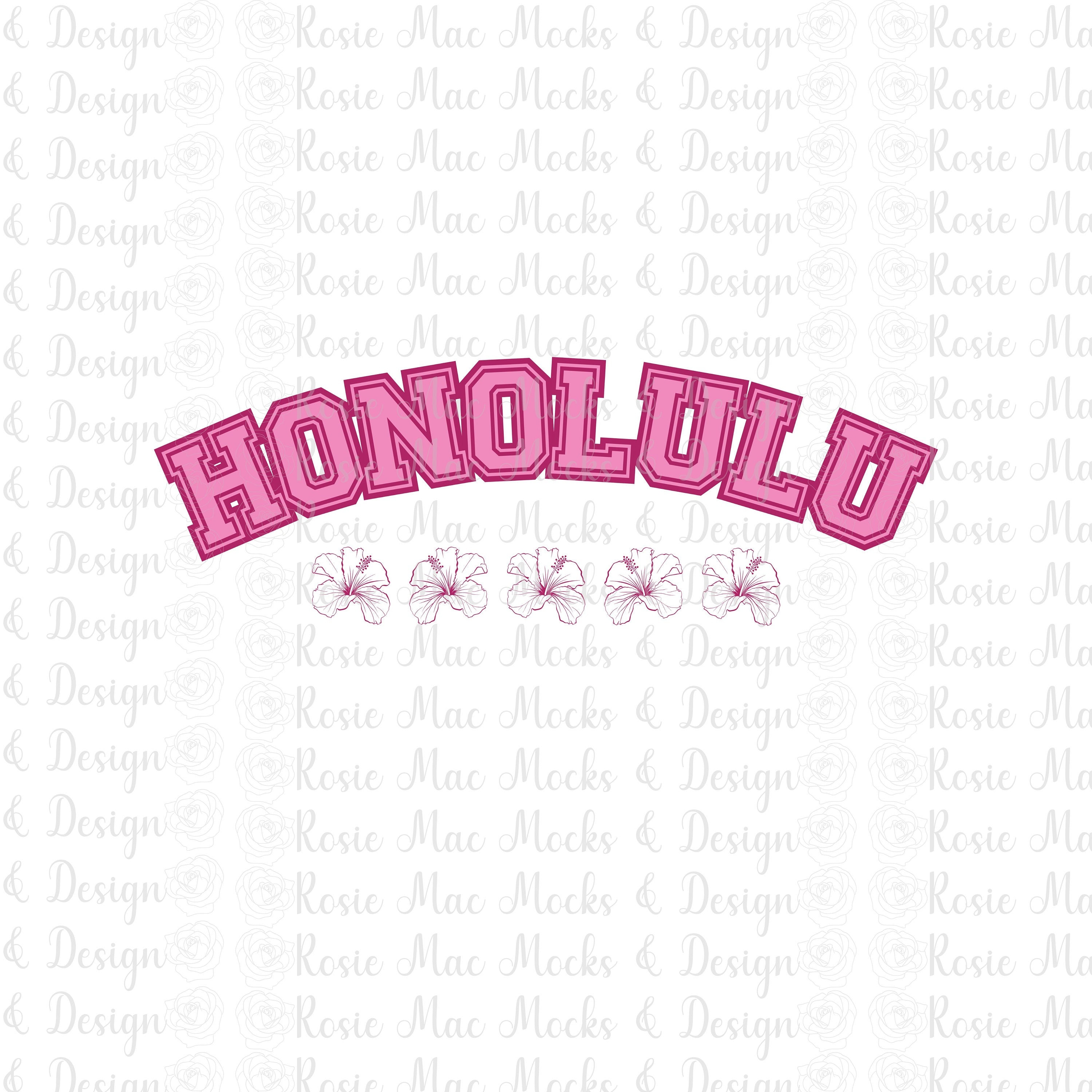 Collegiate Honolulu PNG Preppy Hawaii PNG Cute Hibiscus Sublimation ...