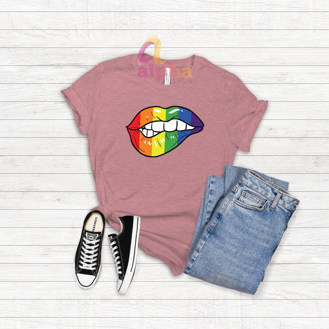 Rainbow Lips Pride Shirt Lgbtq Flag Dripping Lips Shirt Be Etsy
