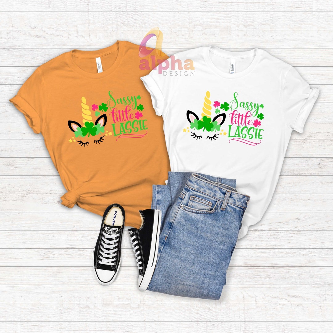 Sassy Little Lassie St Patricks Day T-shirt Cute Unicorn St - Etsy