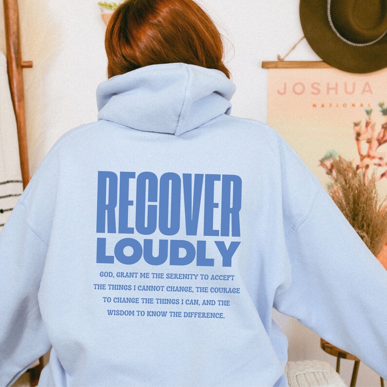 Custom Soberversary Date Serenity Prayer Addiction Recovery Hoodie ...
