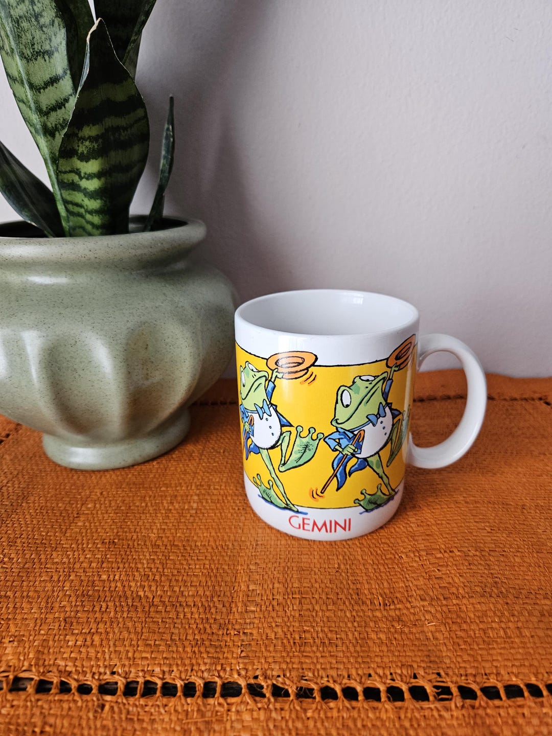 Vintage Dancing Frogs Gemini Zodiac Astrology Coffee Mug Cup Whimsical ...
