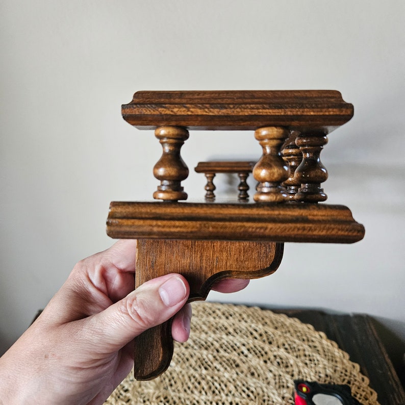 Vintage 60s 70s MCM Solid Stained Wood Trinket Knick Knack Crystal ...