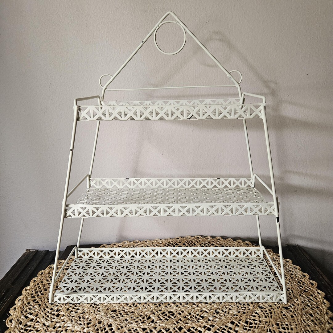 Vintage 60s 70s MCM White Triangular Metal Wall Table Shelf Decor - Etsy