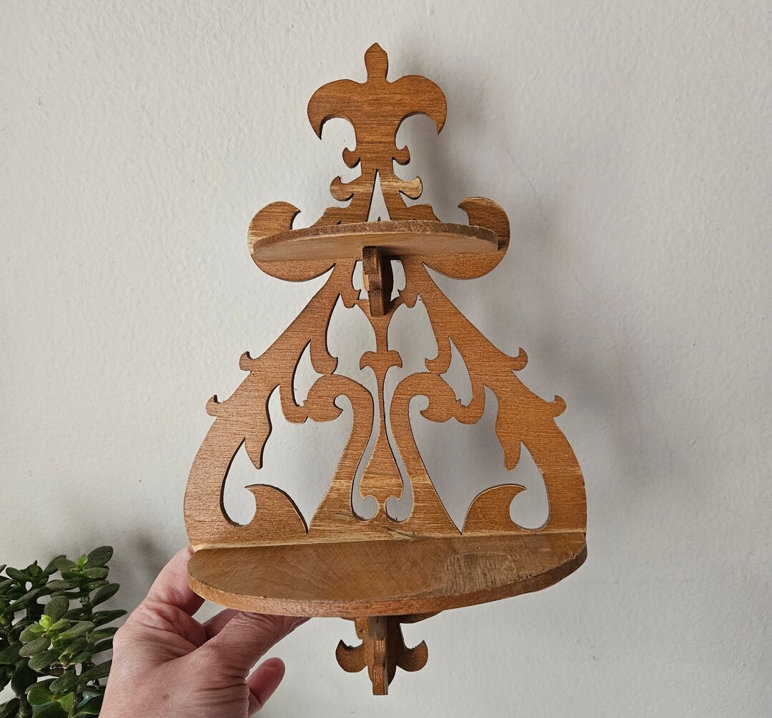 Vintage Ornate Wood Trinket Knick Knack Crystal Shelf - Etsy
