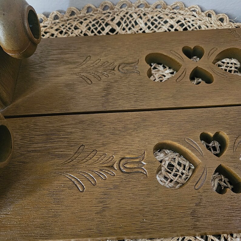 Vintage 60s 70s 80s MCM Burwood Wall Faux Wood & Hearts Candle Holders ...