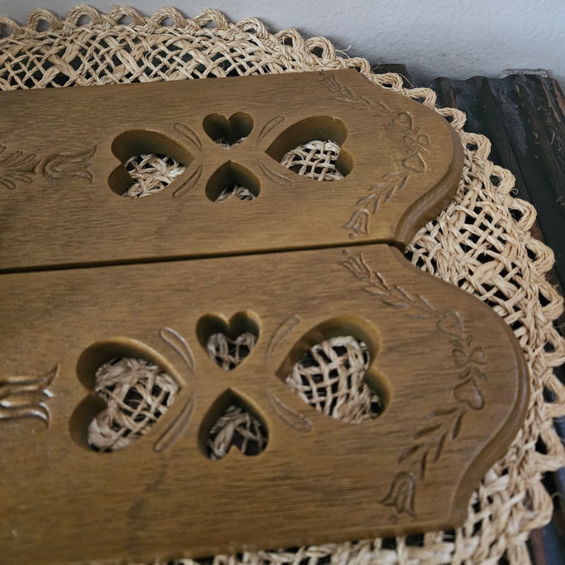 Vintage 60s 70s 80s MCM Burwood Wall Faux Wood & Hearts Candle Holders ...