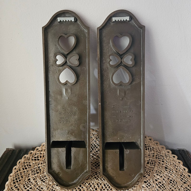 Vintage 60s 70s 80s MCM Burwood Wall Faux Wood & Hearts Candle Holders ...