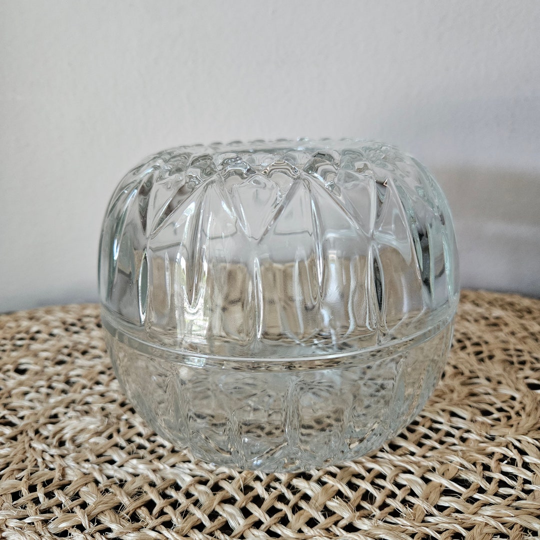 Vintage Homco Clear Glass Fairy Lamp Round Globe Candle Votive Holder ...