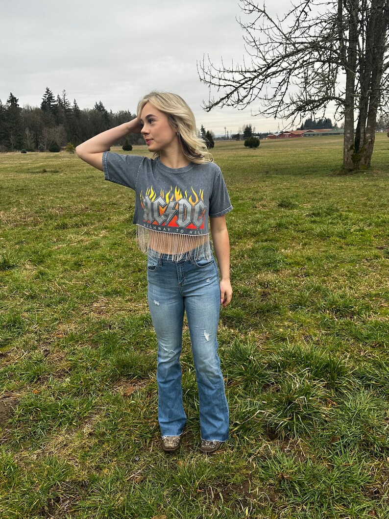 Rhinestone Fringe Crop Top - Etsy