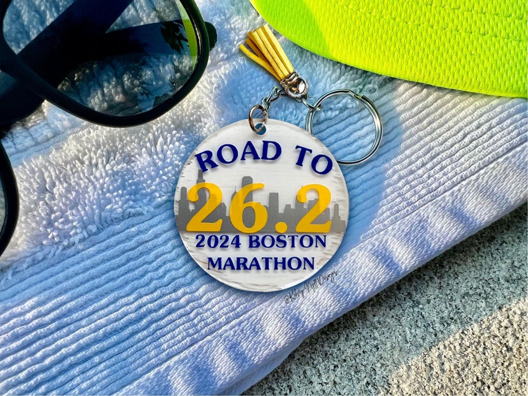 Training for 2024 Boston Marathon acrylic Keychain Personalized Runner ...