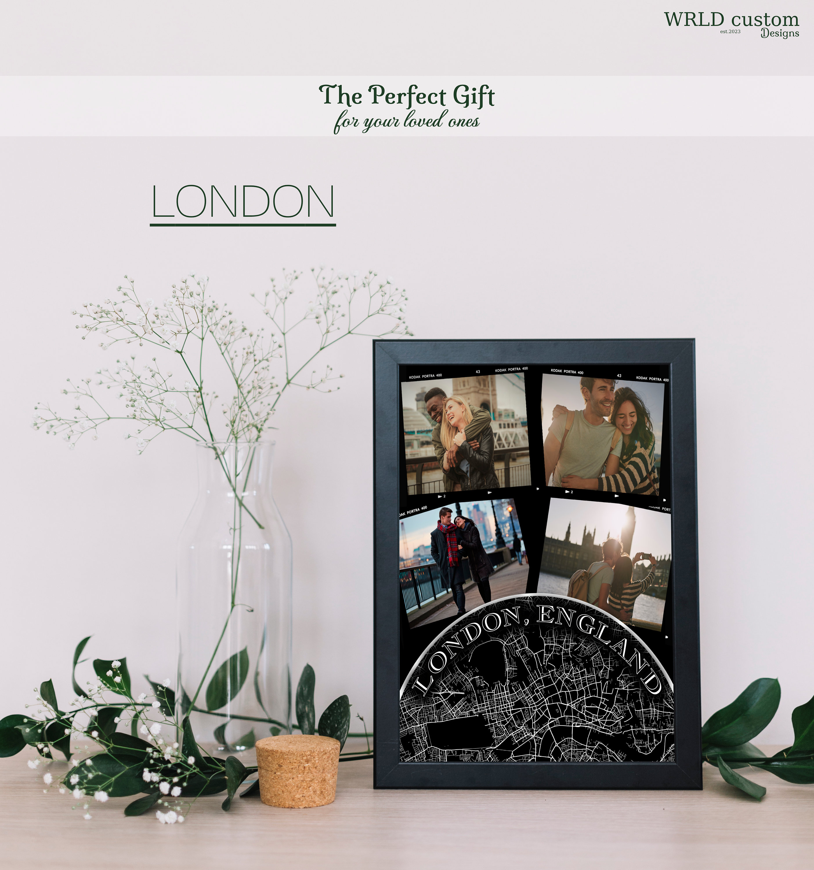 Personalised Map Gift With Frame - Any Photo / Location, Custom Wall ...