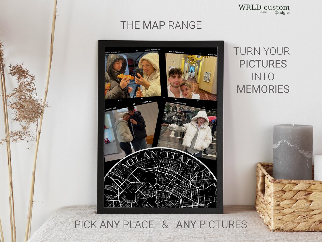 Personalised Map Gift With Frame - Any Photo / Location, Custom Wall ...