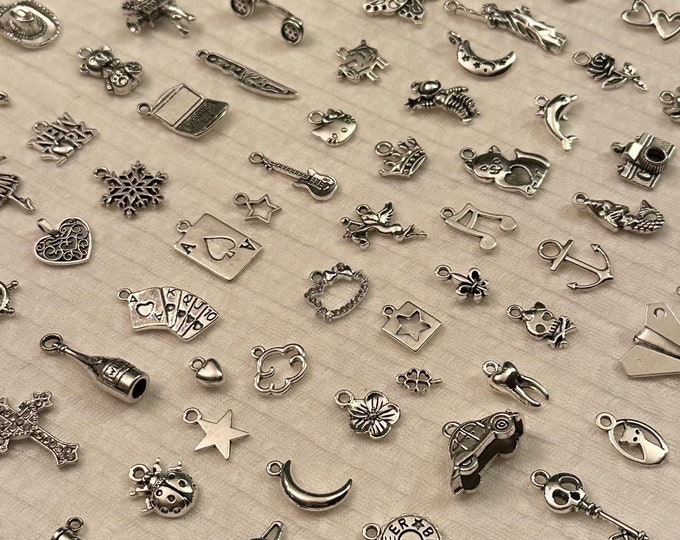 100 Pcs / 60 Pcs / 40 Pcs Assorted Silver Charms Supplies Coquette ... 100 Pcs / 60 Pcs / 40 Pcs Assorted Silver Charms Supplies Coquette ...