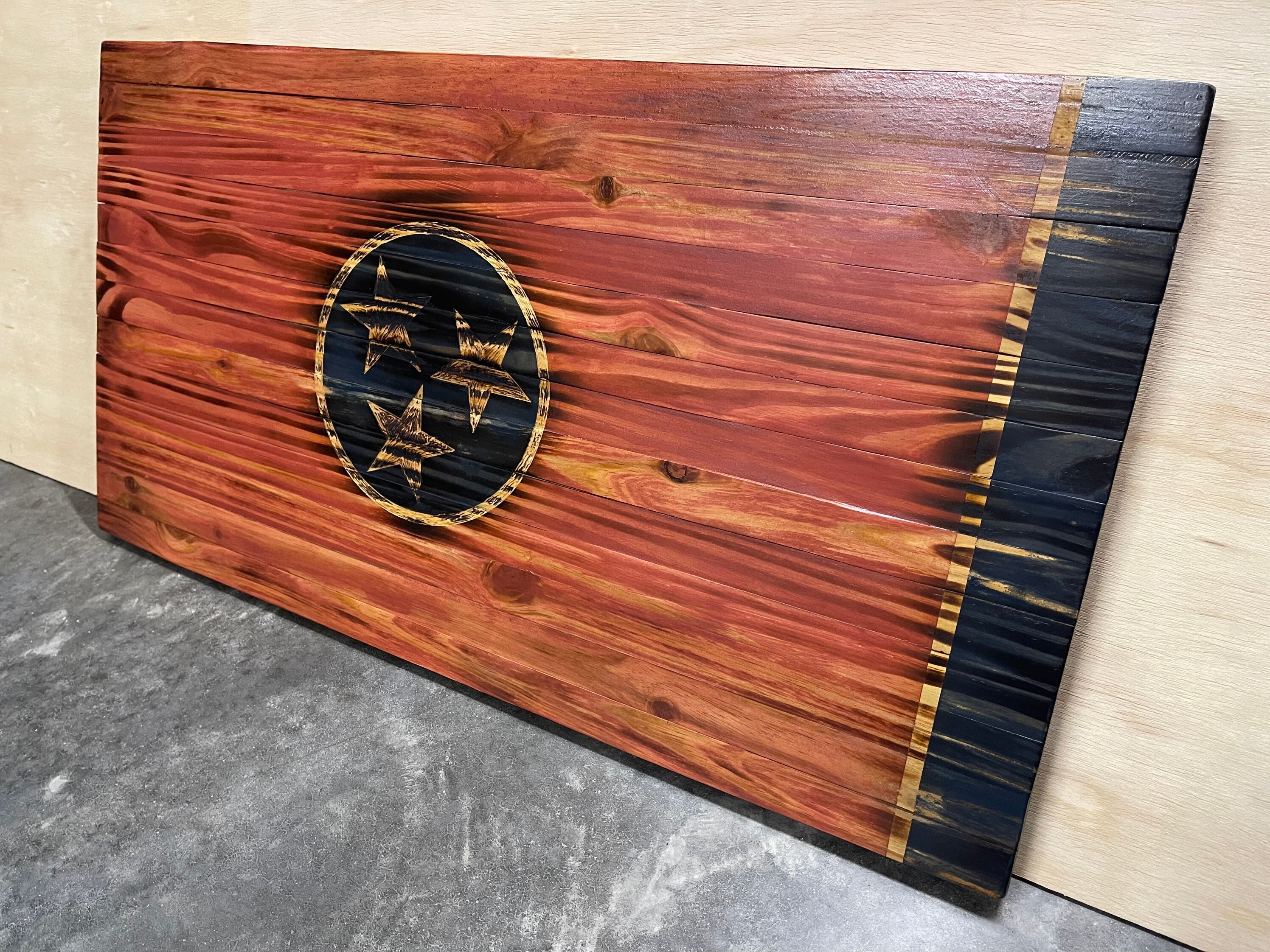 Handmade Wooden Tennessee Tri-star Flag: Rustic TN State Wall Art - Etsy