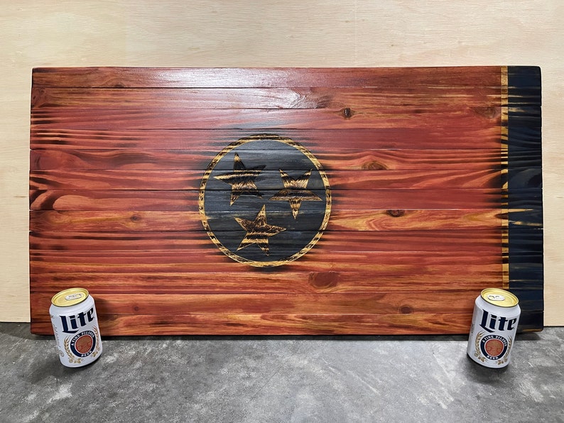 Handmade Wooden Tennessee Tri-star Flag: Rustic TN State Wall Art - Etsy
