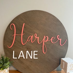 Wooden Round Nursery Name Sign, Round Name Sign, Custom Wood Sign ...