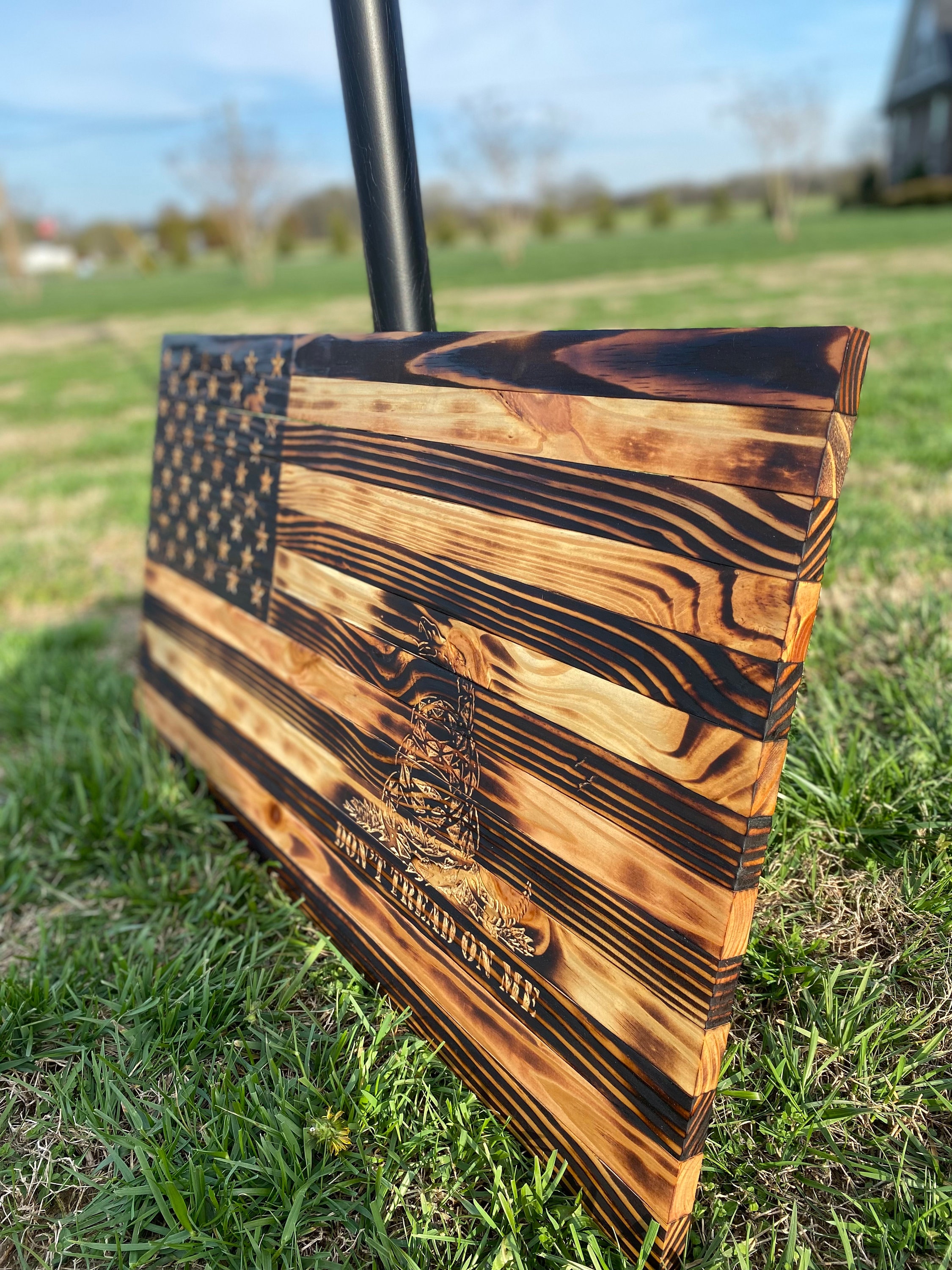 Handmade Burned Wood American Flag: Engraved Rustic USA Wall Decor - Etsy