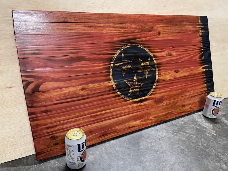 Handmade Wooden Tennessee Tri-star Flag: Rustic TN State Wall Art - Etsy