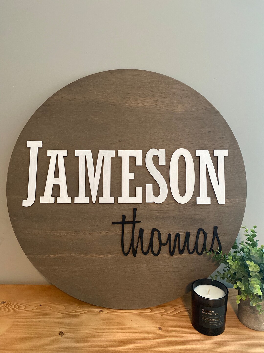 Wooden Round Nursery Name Sign, Round Name Sign, Custom Wood Sign ...