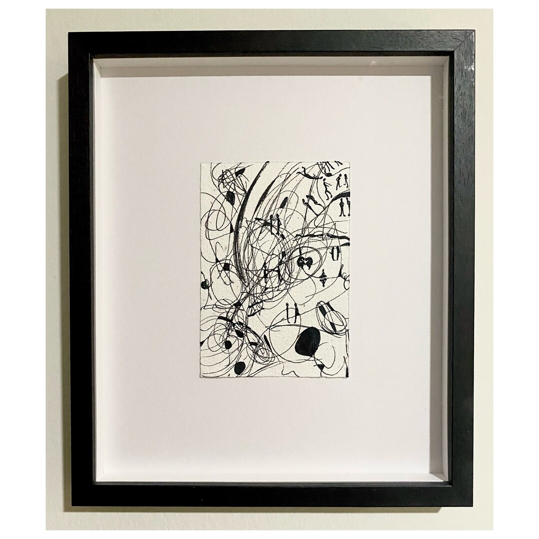 Buy Framed Original Ink Drawing on Handmade Paper. Minimalist Wall Art ...