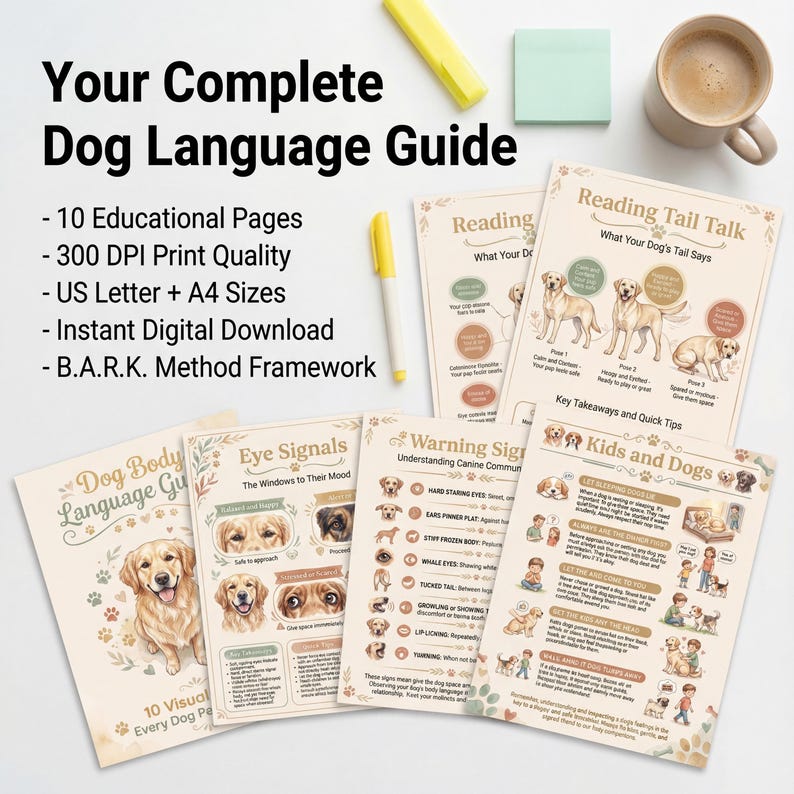 Dog Body Language Guide | 10 Visual Pages | Printable Pet Safety ...