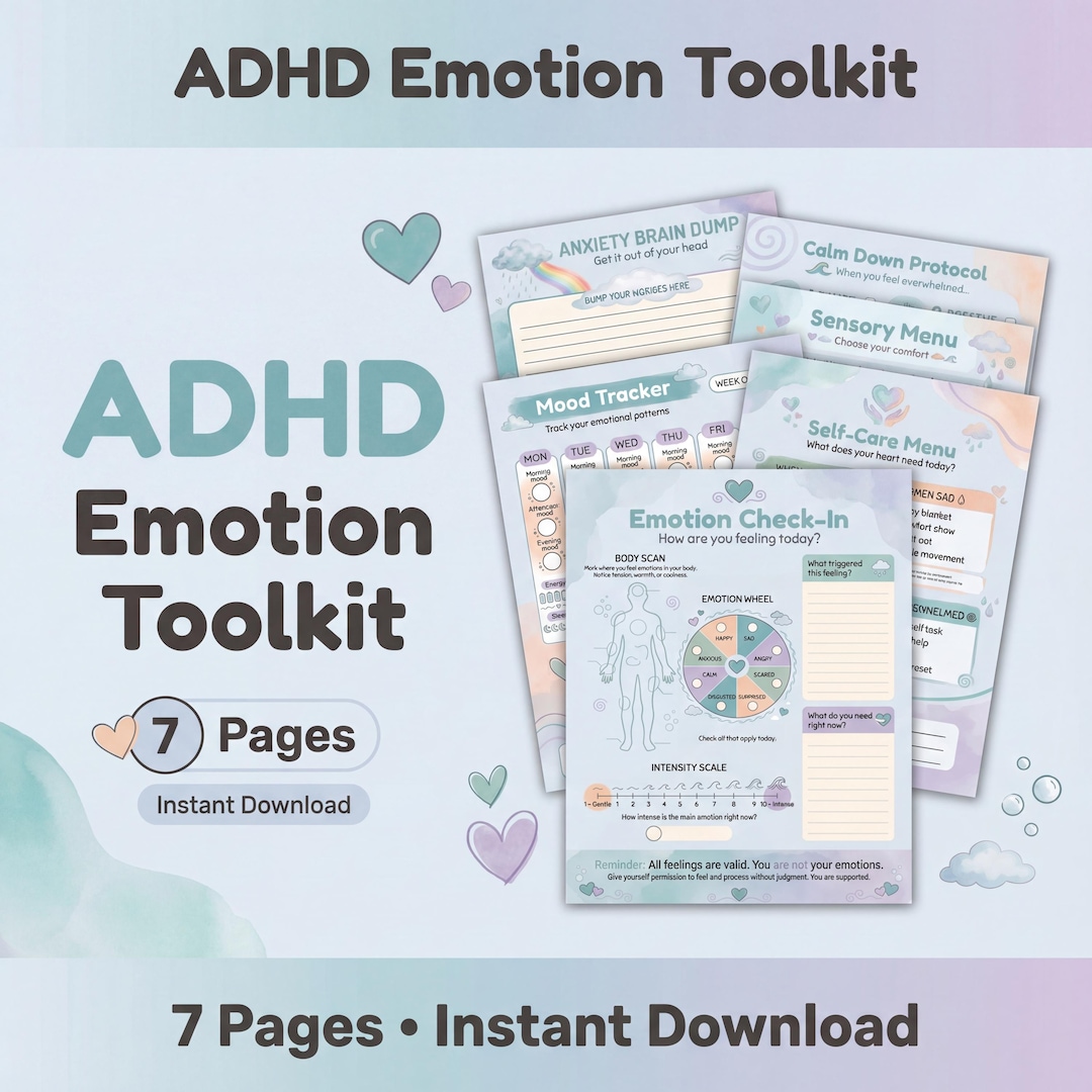 ADHD Emotion Regulation Toolkit | Anxiety, Mood Tracker (digital ...