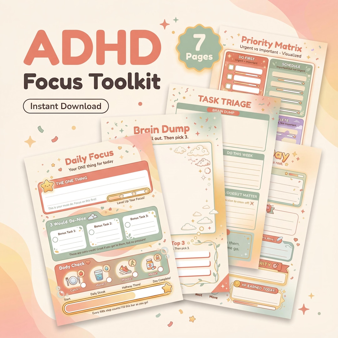 ADHD Focus Planner | Dopamine-friendly Printable Toolkit (digital ...