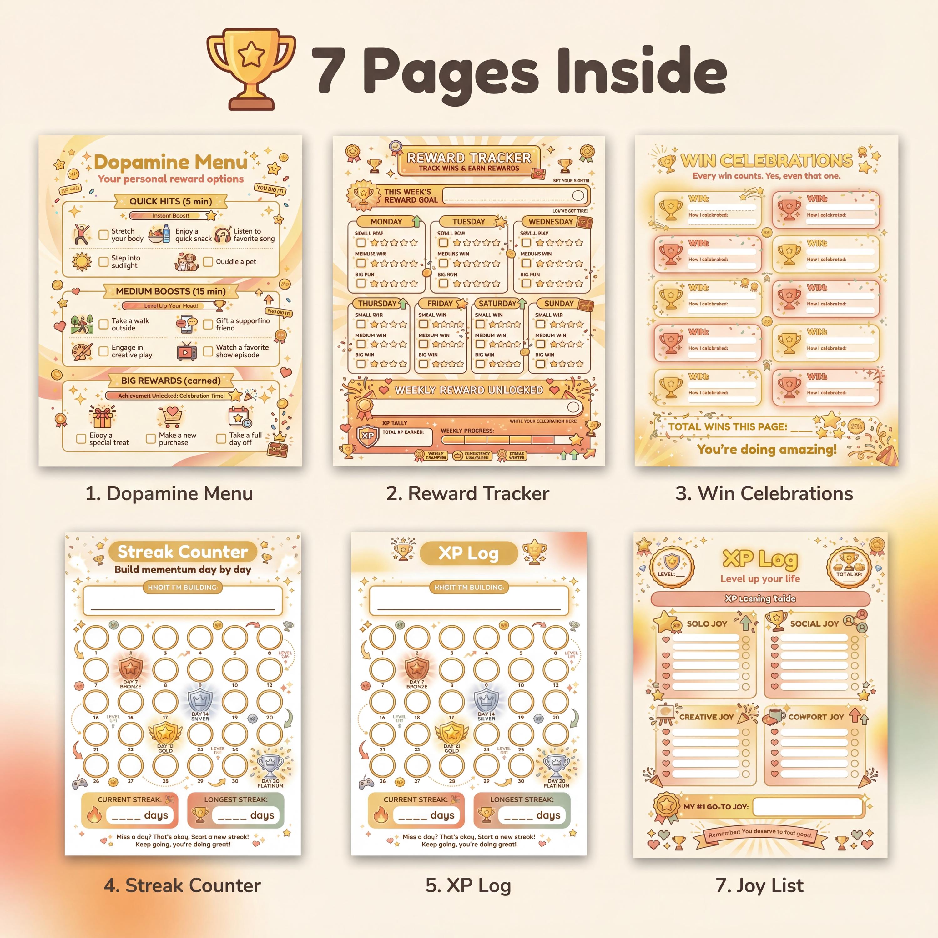 ADHD Dopamine Toolkit | 7-page Reward Planner | Gamified XP Tracker ...