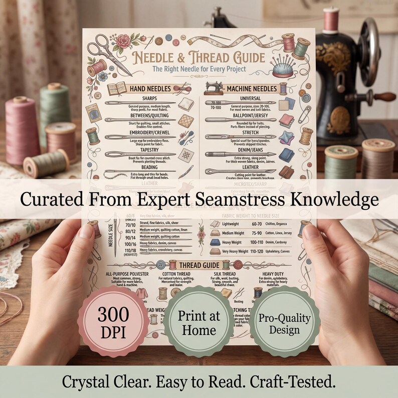 Sewing Reference Guide | 5 Charts | Hand Stitches Machine Fabric Needle ...