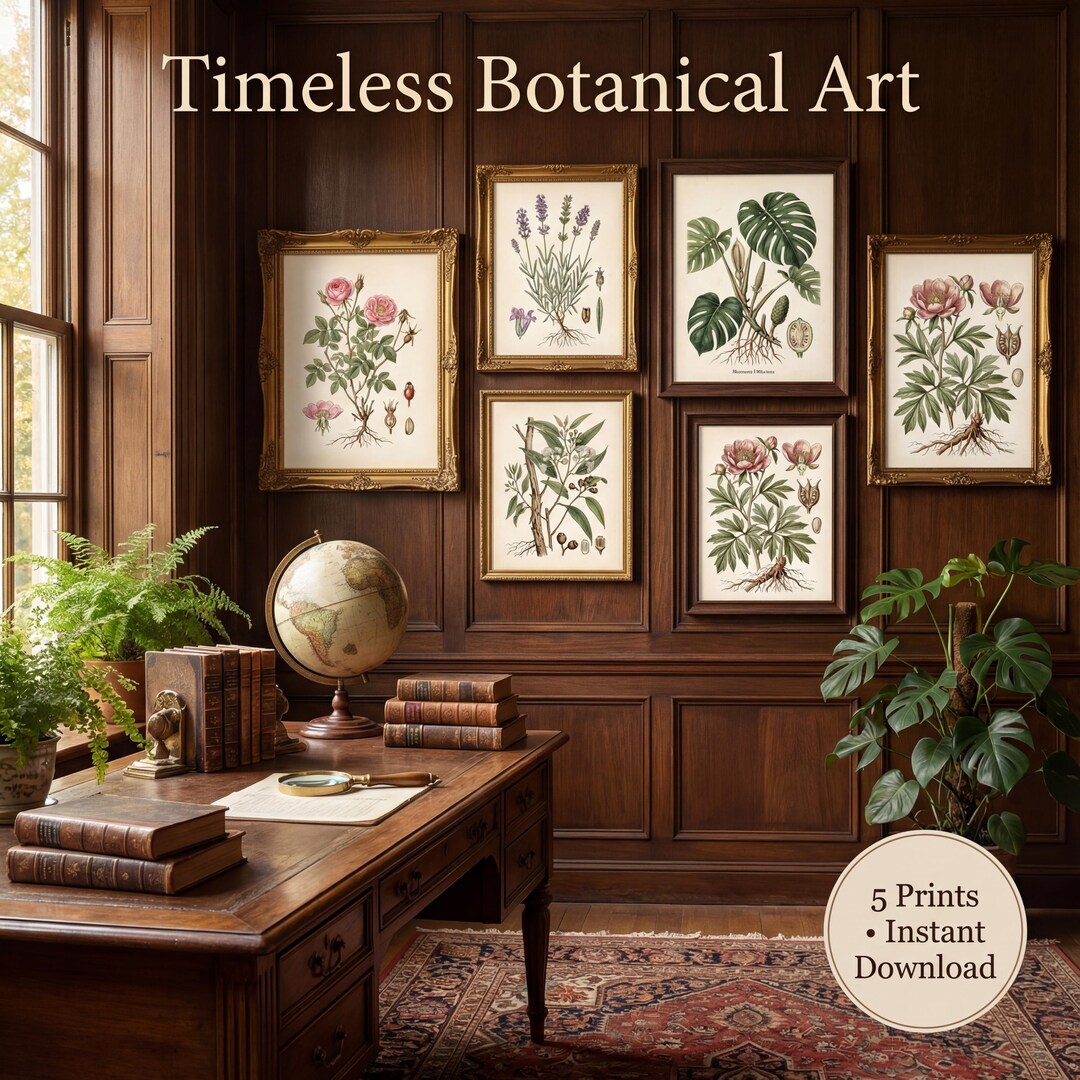 Vintage Botanical Prints Set | Scientific Illustration Wall Art ...