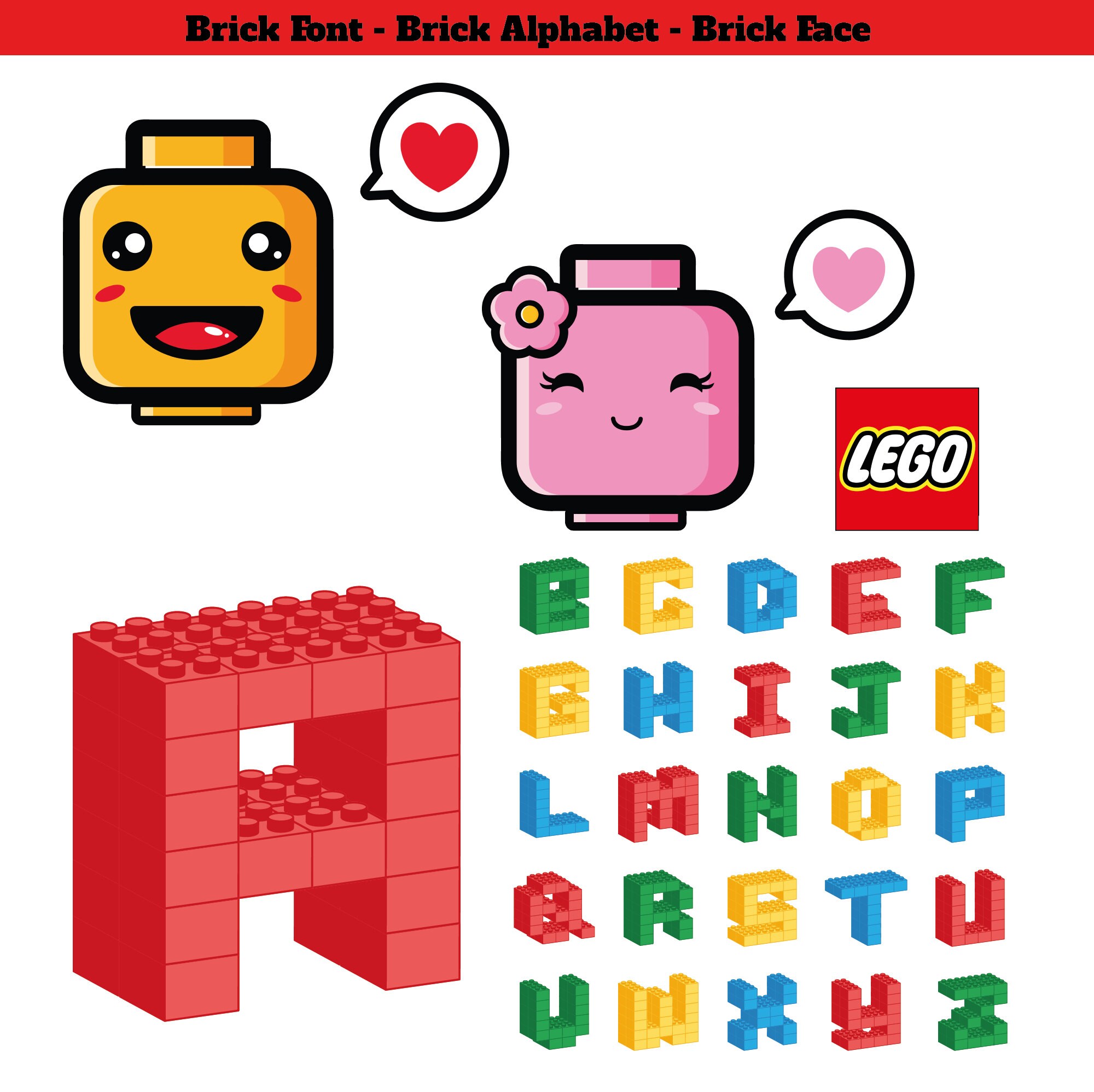 Brick Alphabet Puzzle Font Toys Brick Letter SVG and PNG Layered and ...