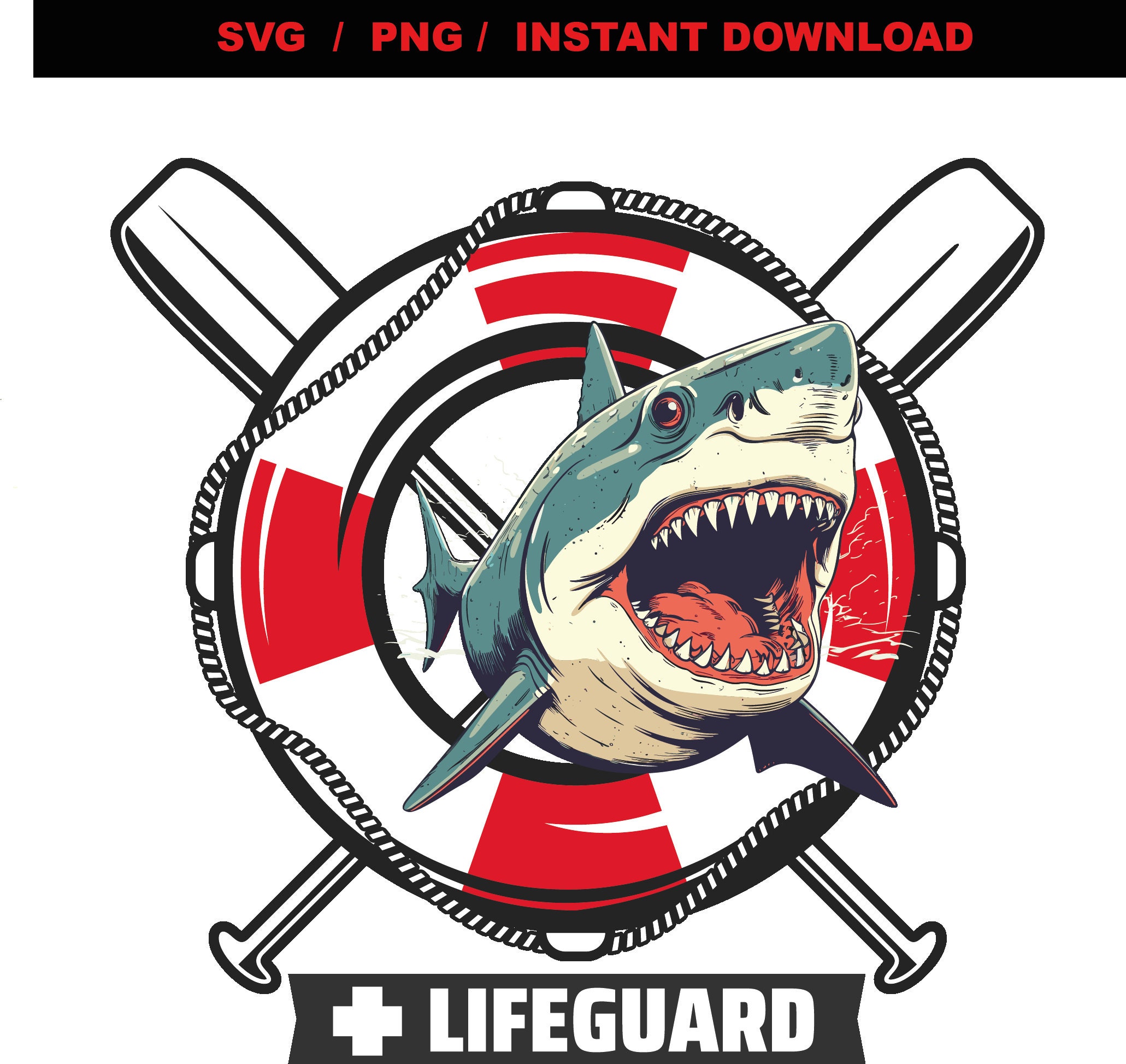 Shark PNG Clipart, Shark SOS, Shark Lifeguard Sublimation Instant ...